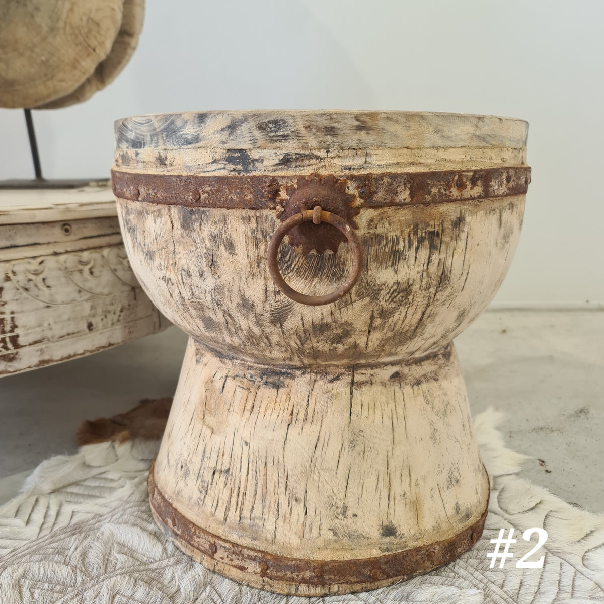 Authentic Vintage Indian Ukhali Stool – Boho Temple