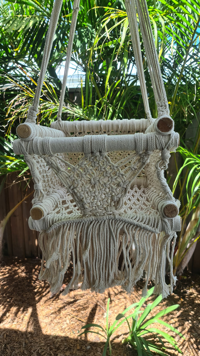 Children's Square Macrame Baby Swing Chair – Boho Temple